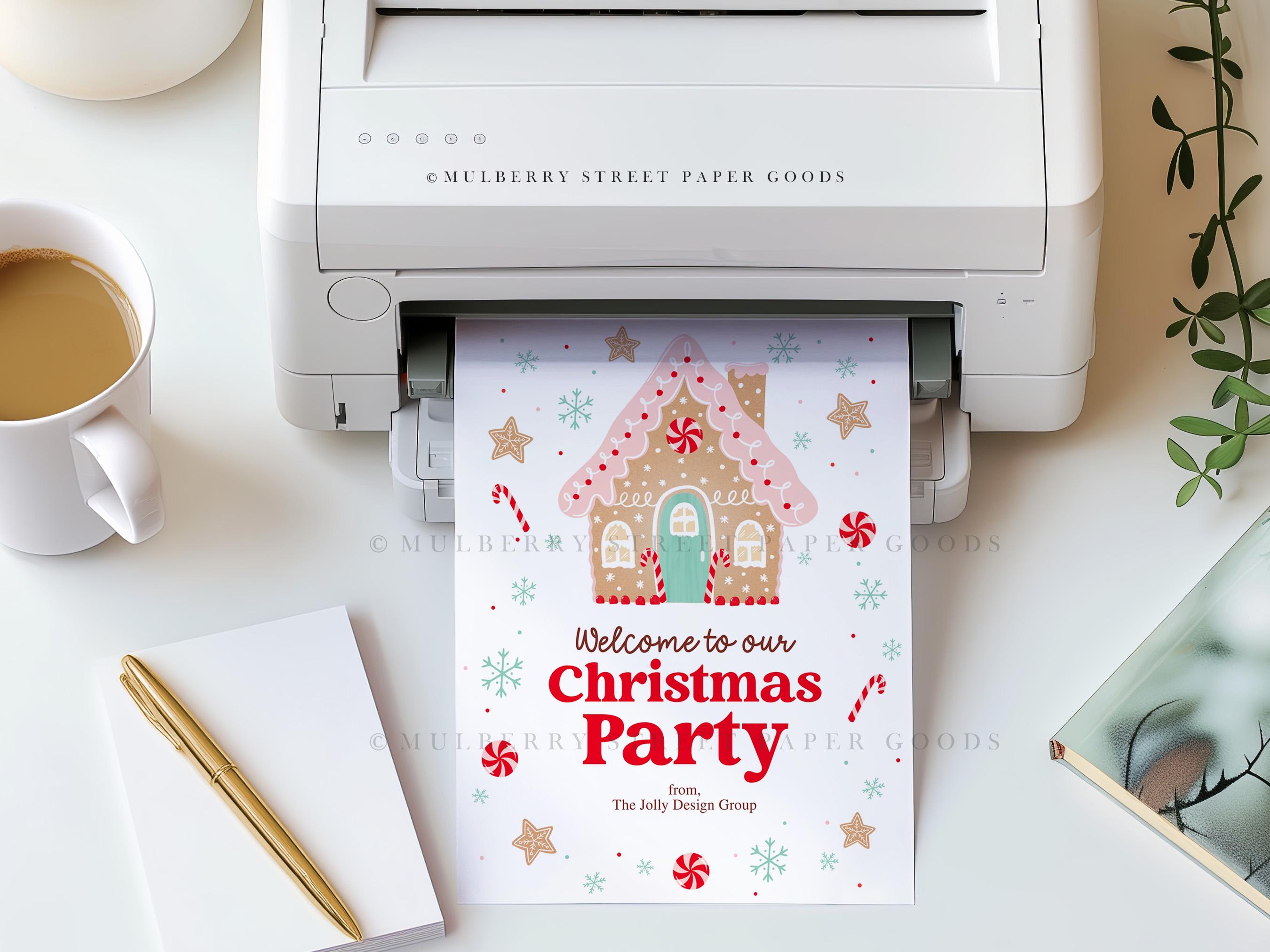Editable Christmas Party Sign Printable Gingerbread House Decorating ...