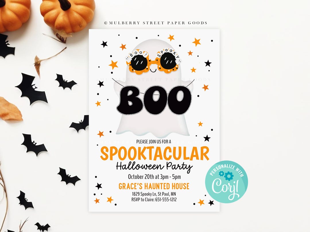Editable Halloween Party Invitation Template Trendy Cute Ghost ...