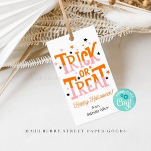 Halloween Printable Gift Tag Pastel Halloween Trick or Treat Tag Pink ...
