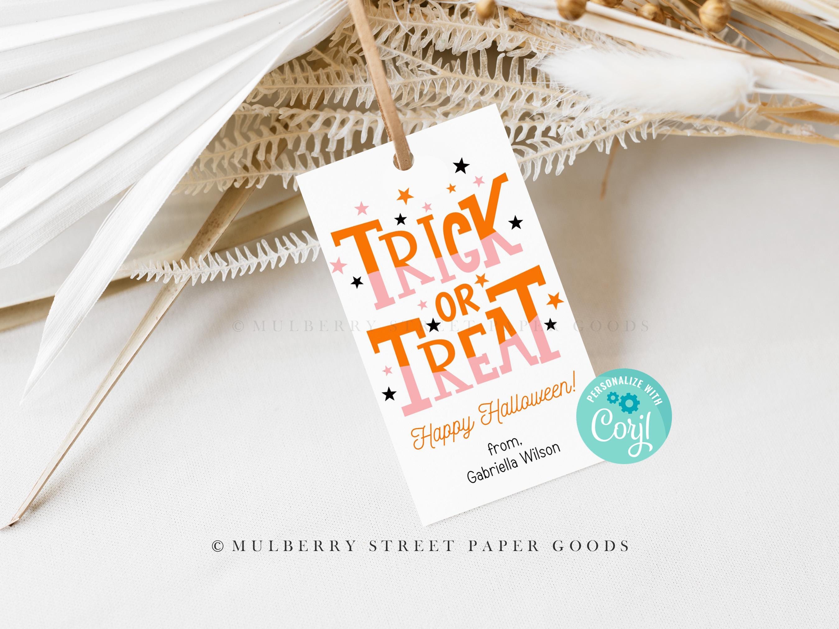 Halloween Printable Gift Tag Pastel Halloween Trick or Treat Tag Pink ...