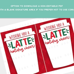 Printable Christmas Coffee Gift Card Holder, Latte Holiday Cheer Gift ...