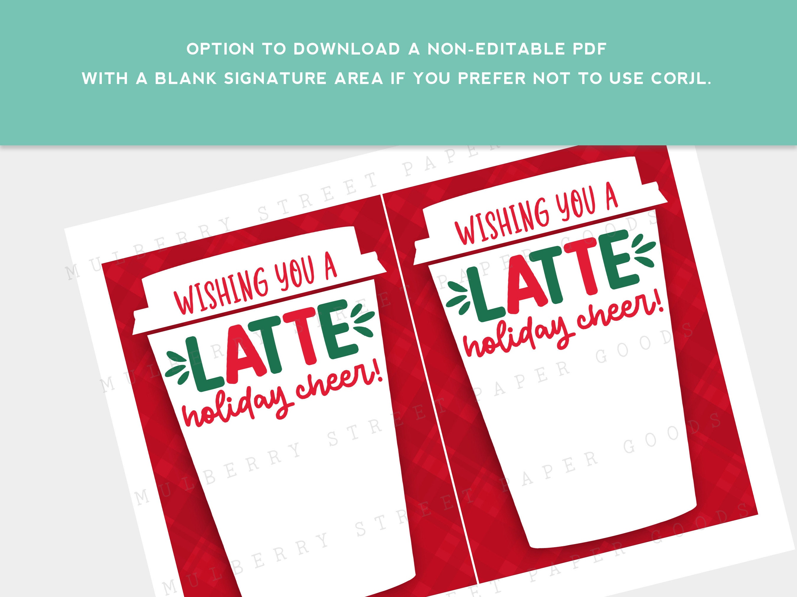 Printable Christmas Coffee Gift Card Holder, Latte Holiday Cheer Gift ...