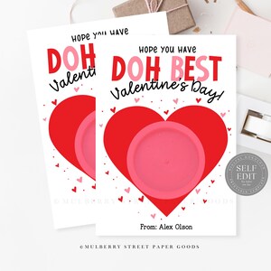 Doh Valentine Card Canva Template Valentine's Day Play Dough Card ...