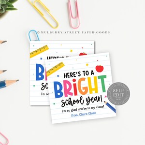 Back to School Gift Tag Printable Instant Download First Day of School ...