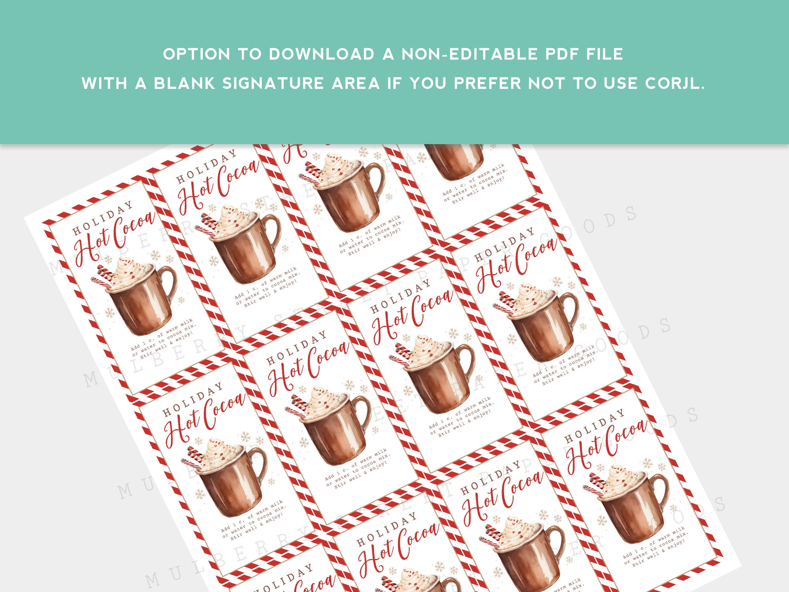 Holiday Hot Cocoa Gift Tag Printable, Christmas Hot Chocolate Mix ...