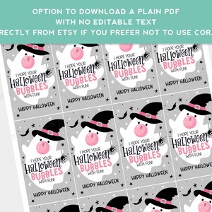 Halloween Bubbles Gift Tag Printable Cute Ghost Bubble Gum Halloween ...