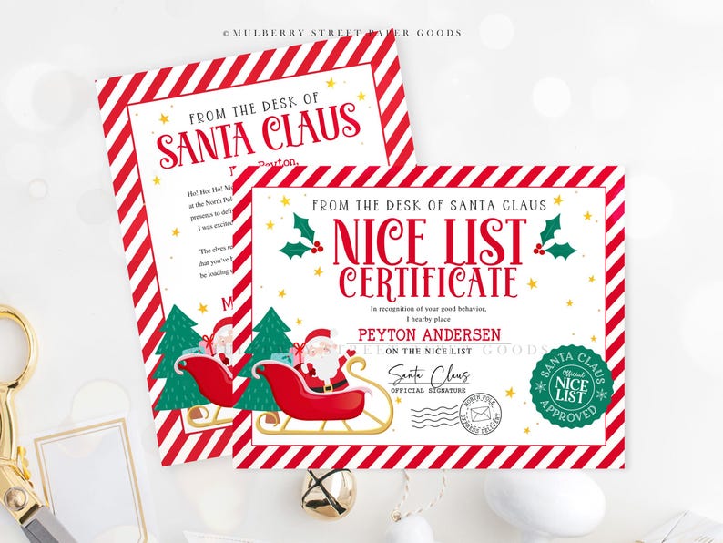 Editable Letter From Santa Canva Template Personalized Nice List Santa ...