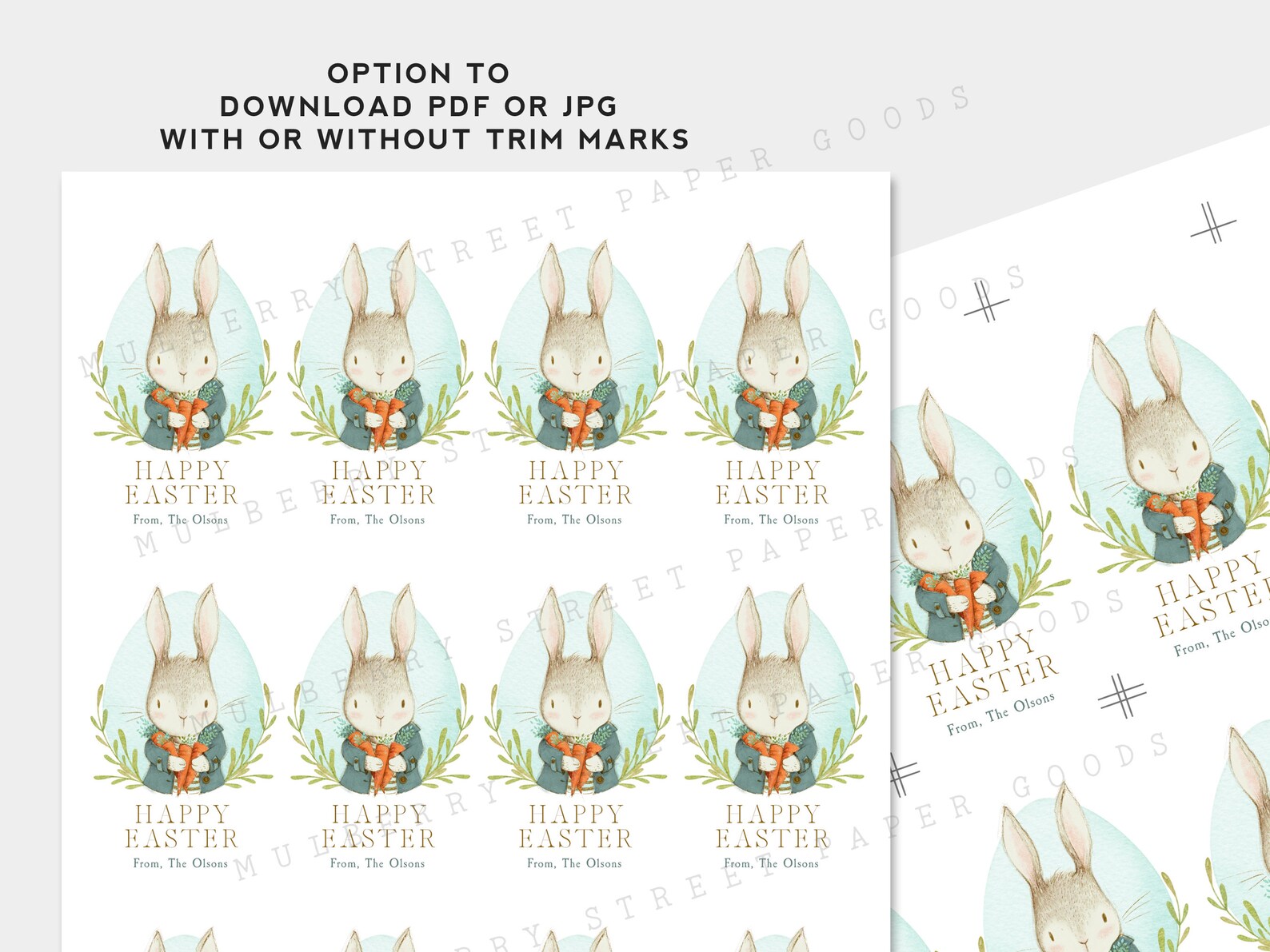 Printable Happy Easter Bunny Gift Tag Instant Download Easter - Etsy
