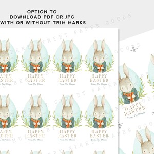 Printable Happy Easter Bunny Gift Tag Instant Download Easter | Etsy