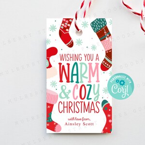 Wishing You a Warm and Cozy Christmas Gift Tag Printable, Fuzzy Socks ...