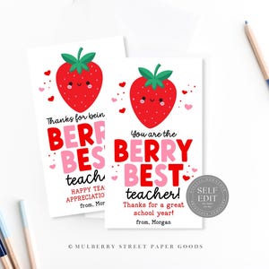 Berry Best Teacher Gift Tag Printableteacher Appreciation Gift Tag ...