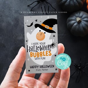 Halloween Bubble Gum Gift Tag Template Cute Ghost Halloween Party ...