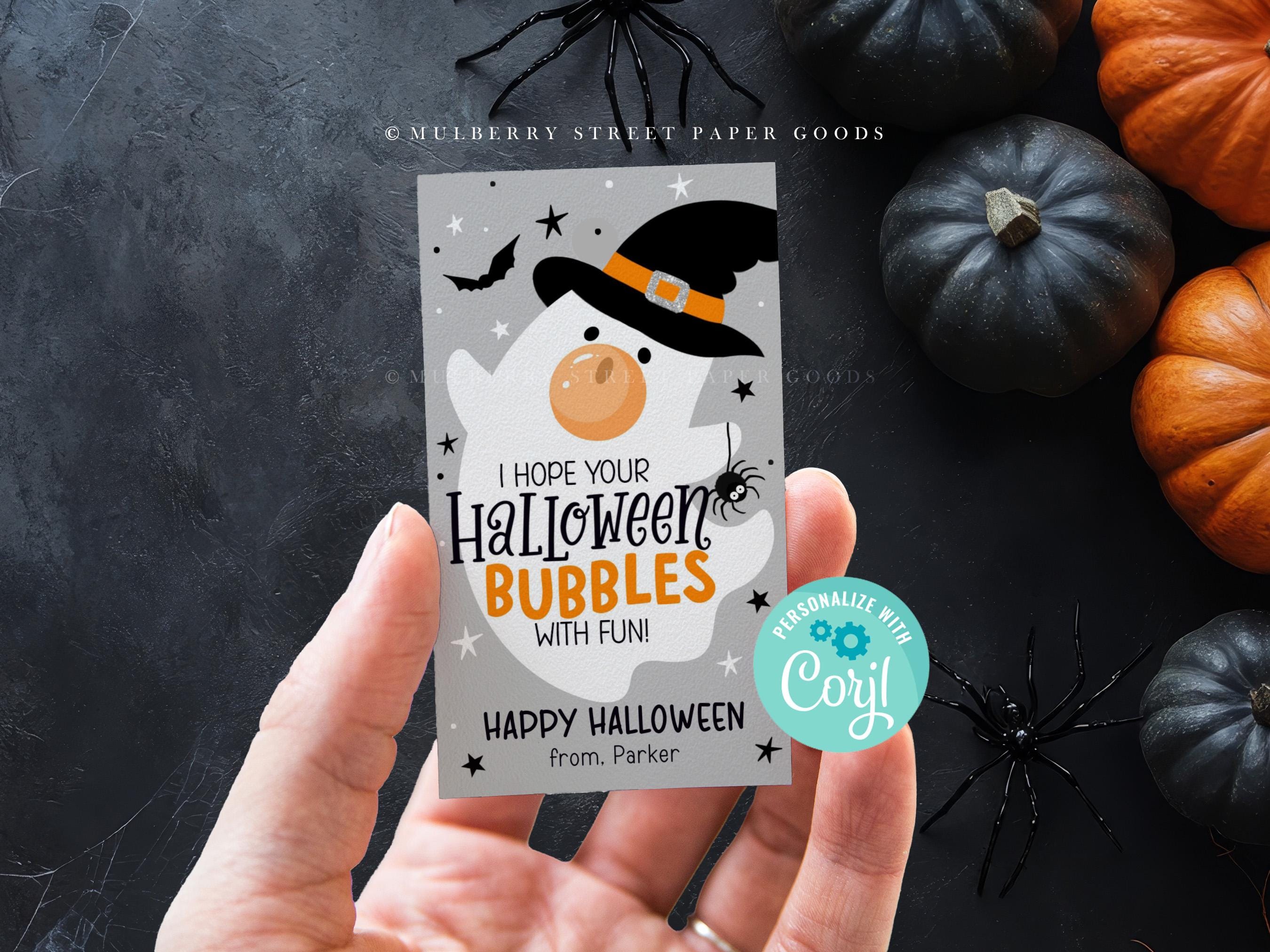Halloween Bubble Gum Gift Tag Template Cute Ghost Halloween Party ...
