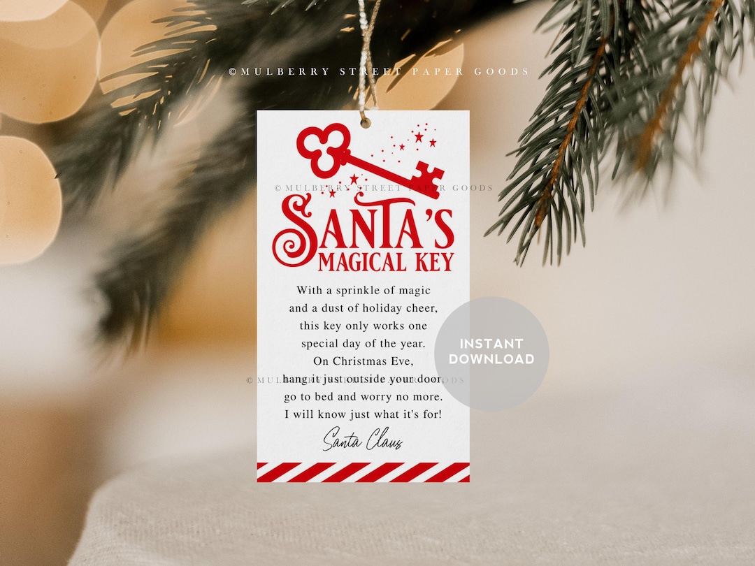 Instant Download Santa Magic Key Printable Gift Tag Editable Santa's ...