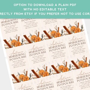 Editable Autumn Simmering Potpourri Gift Tag Fall Stovetop Potpourri ...