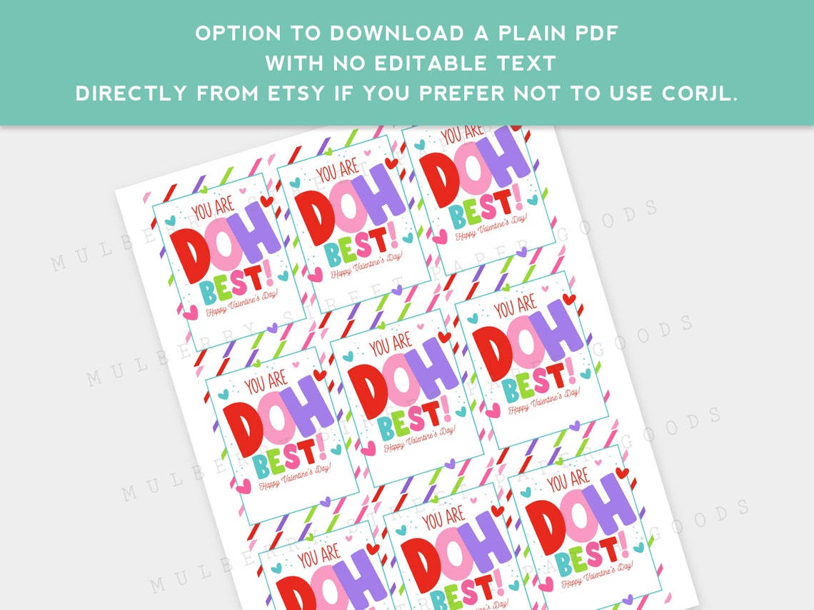 Printable You Are Doh Best Happy Valentine's Day Card Kids - Etsy