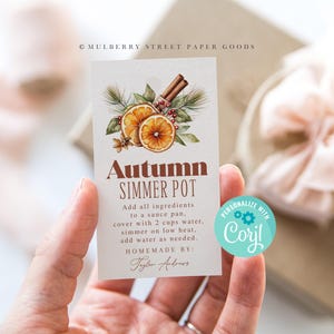 Autumn Simmer Pot Gift Tag Homemade Fall Simmering Potpourri Printable ...