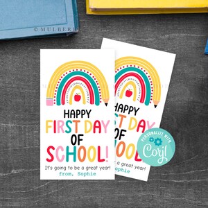 Editable Happy First Day of School Gift Tag First Day of School ...