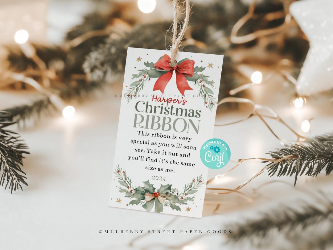 Personalized Christmas Ribbon Gift Tag Printable Kids Christmas Ribbon ...