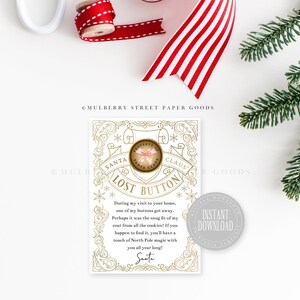 Santa's Lost Button Gift Tag Printable Instant Download Editable Letter ...