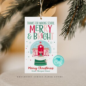 School Christmas Gift Tag Printable Thanks for Making School Merry and ...