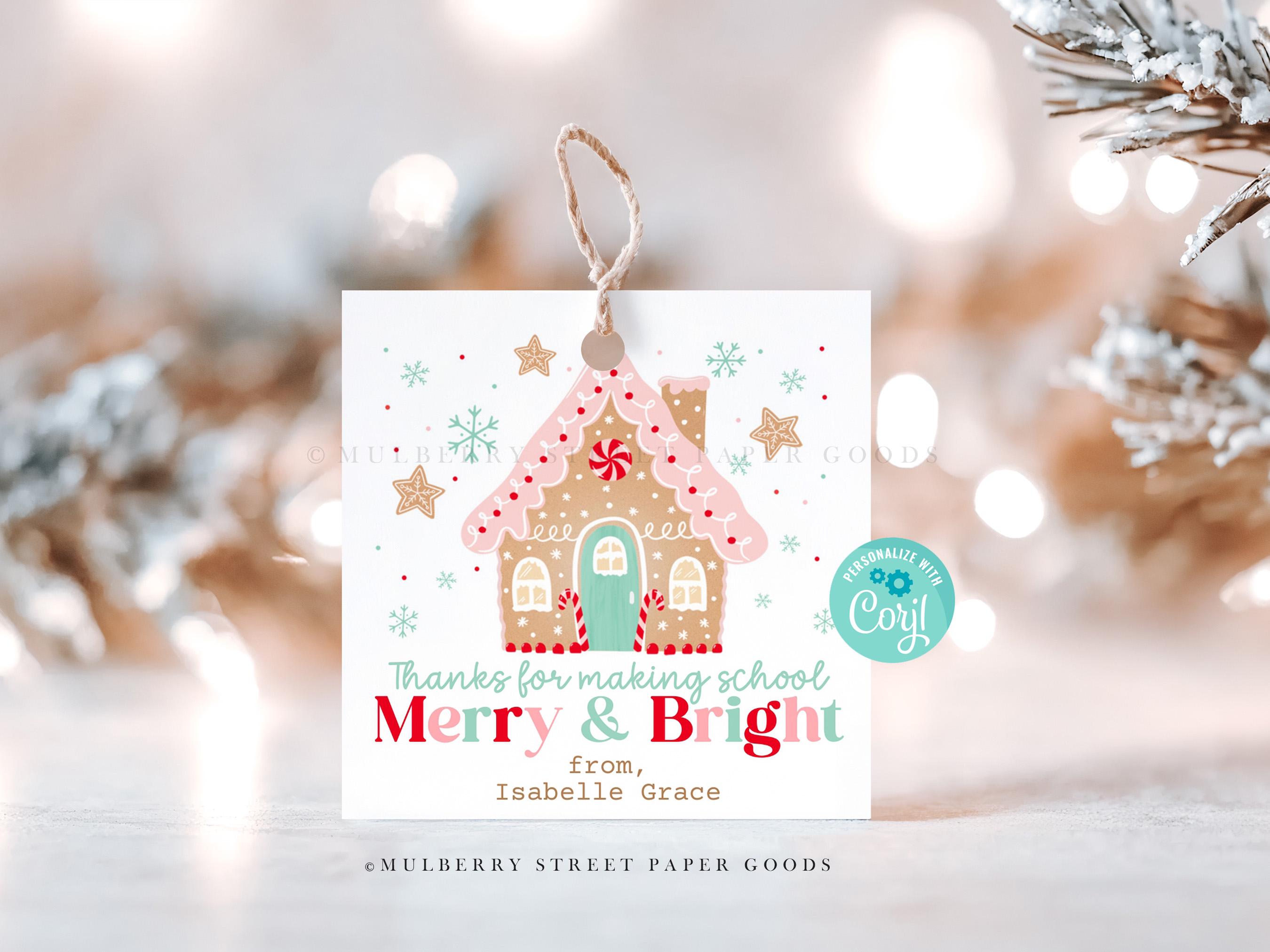 Editable Pink Gingerbread House Christmas Gift Tag All Text Editable ...