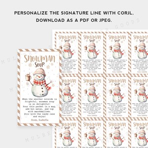 Snowman Soup Instructions Gift Tag Printable, Hot Cocoa Christmas Party ...