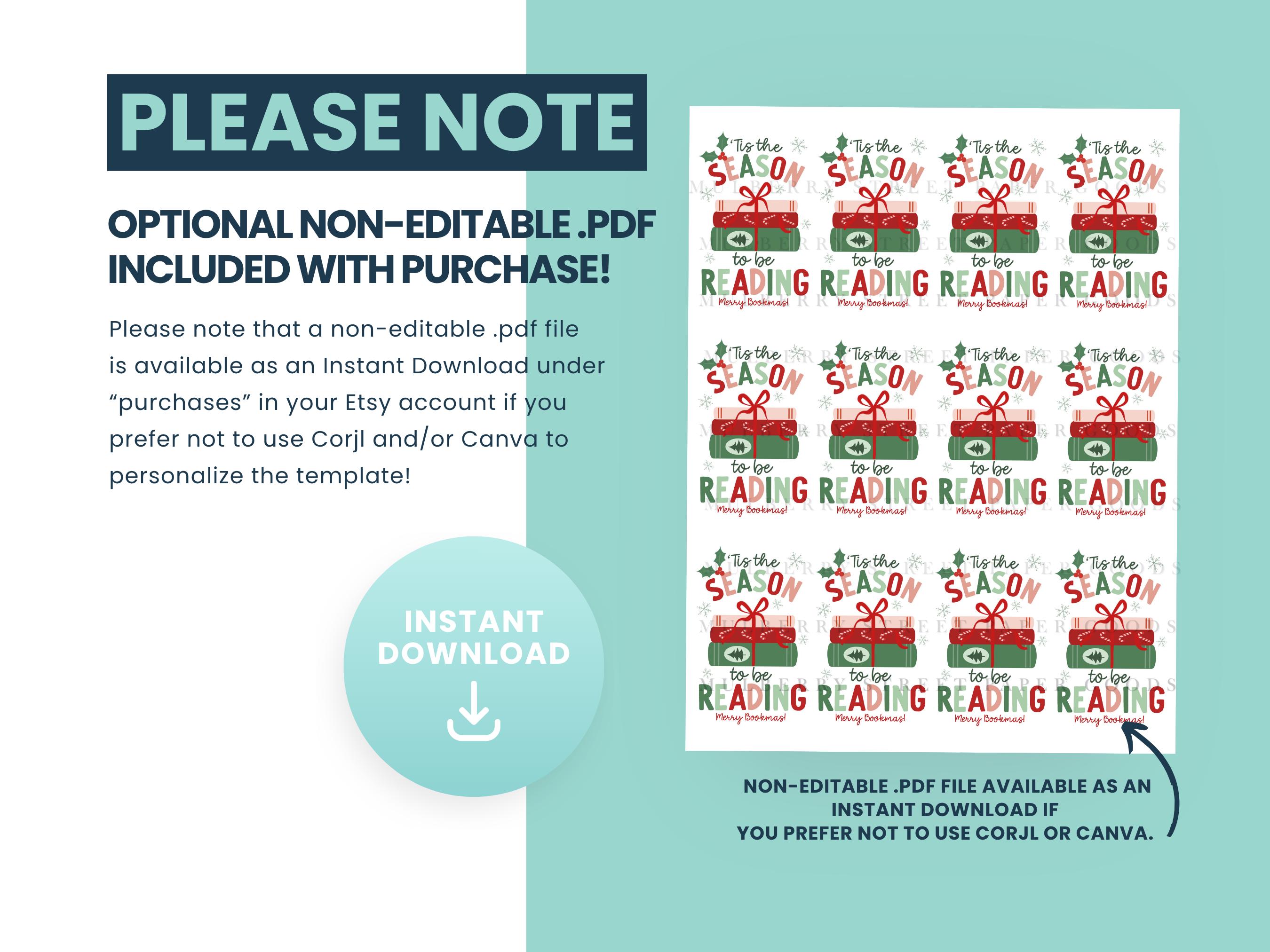Christmas Book Gift Tag Printable Digital Download Canva Favorite ...