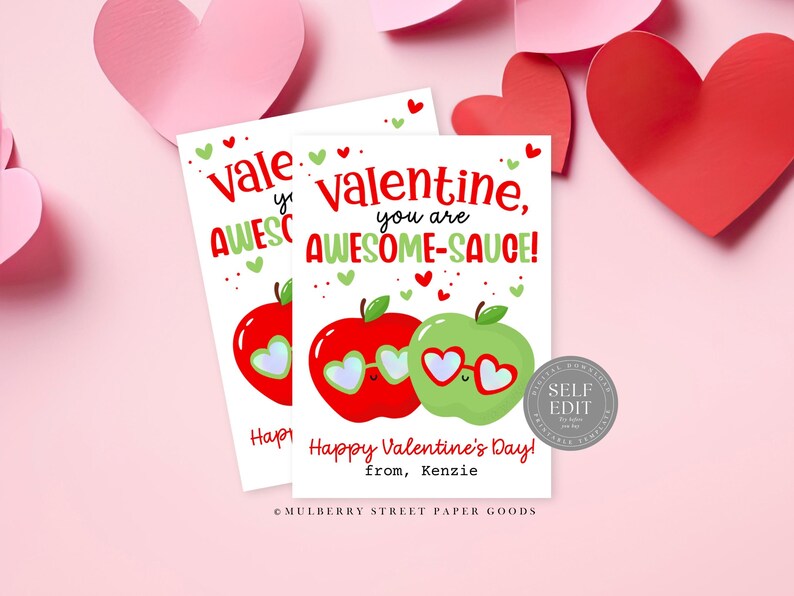 Awesome Sauce Valentine Card Canva Template Applesauce Classroom ...