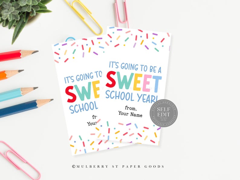 Sweet School Year Gift Tag Printable Canva Template Back to School ...