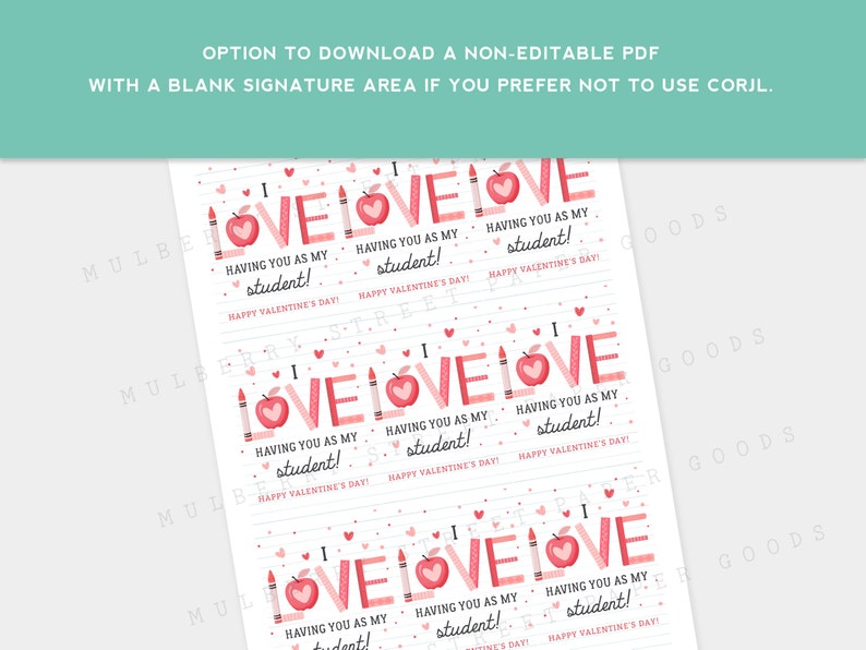 Printable I Love Having You as a Student Valentine's Day Card ...