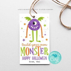 Halloween Build Your Own Monster Gift Tag Printable Halloween Party ...