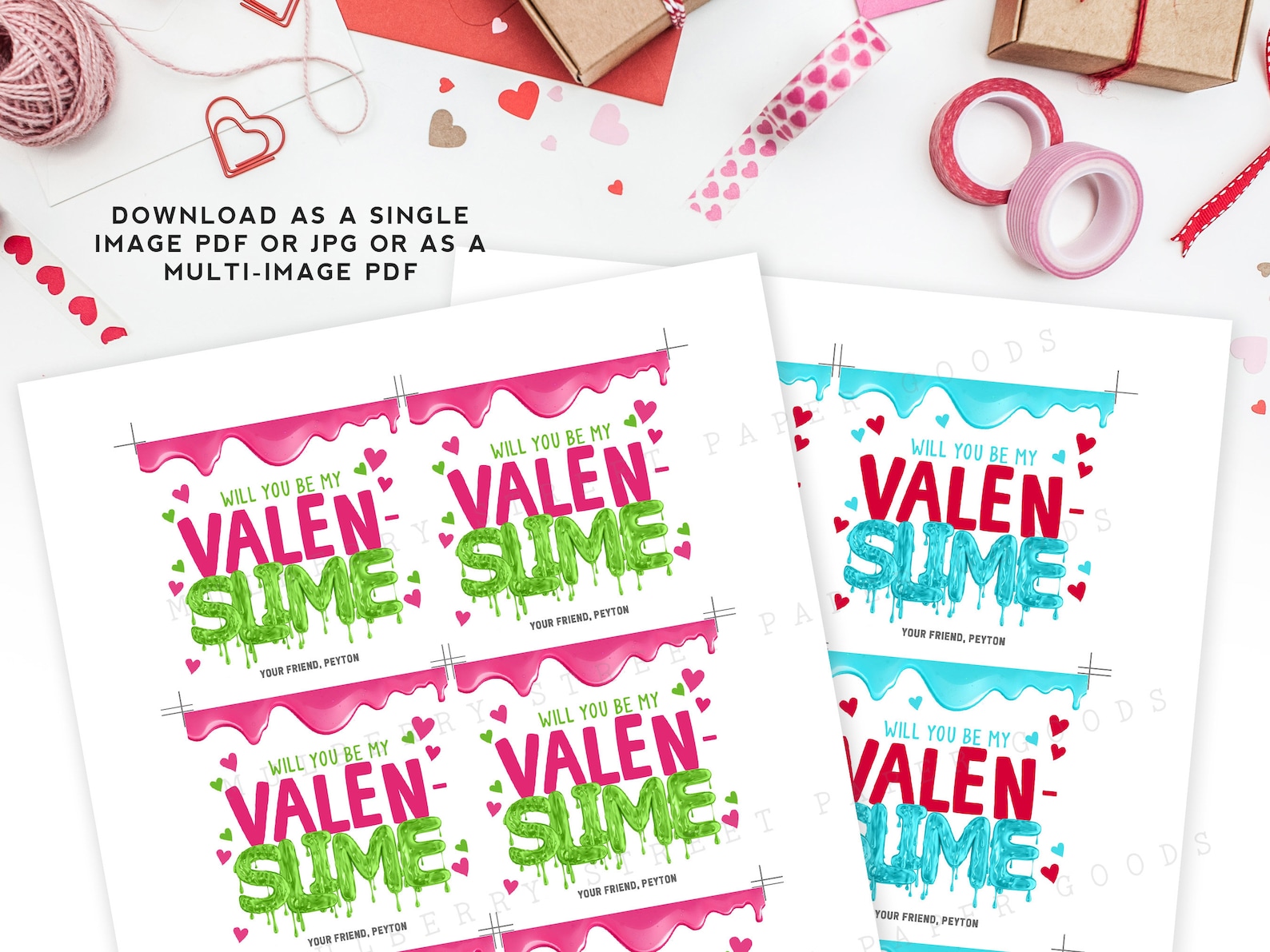 Printable Will You Be My Valenslime Classroom Valentine's | Etsy