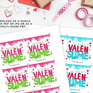 Printable Will You Be My Valenslime Classroom Valentine's Card, Instant ...