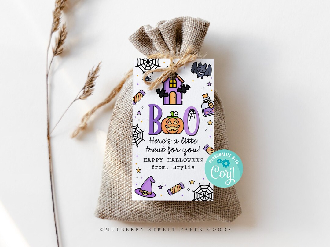Editable Halloween Gift Tag Template Boo Here's a Treat for You ...