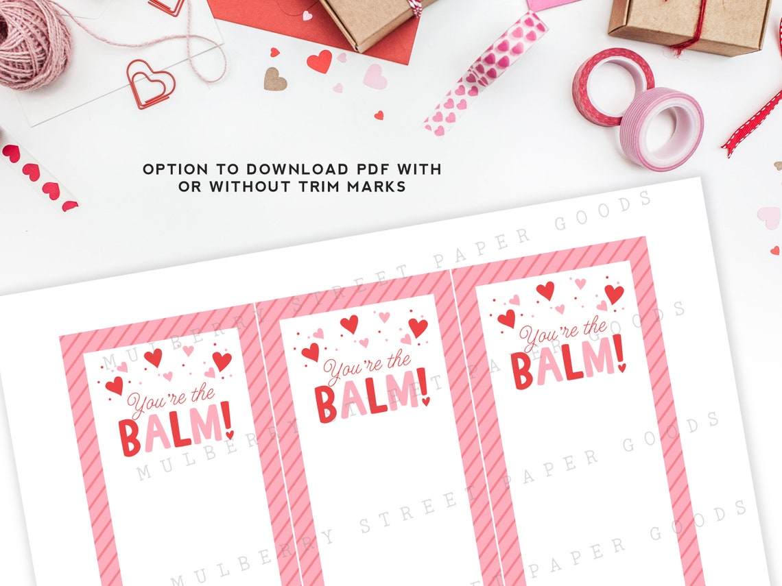 Printable Lip Balm Classroom Valentine's Day Card Mega - Etsy