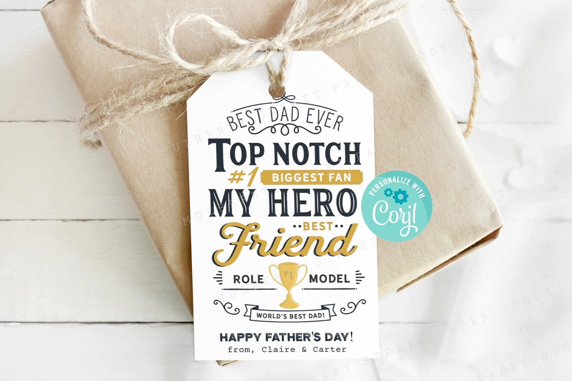 Printable Typography Father's Day Gift Tag Dad's Day - Etsy