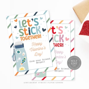 Water Bottle Sticker Valentine Card Printable Classroom Valentine Party ...