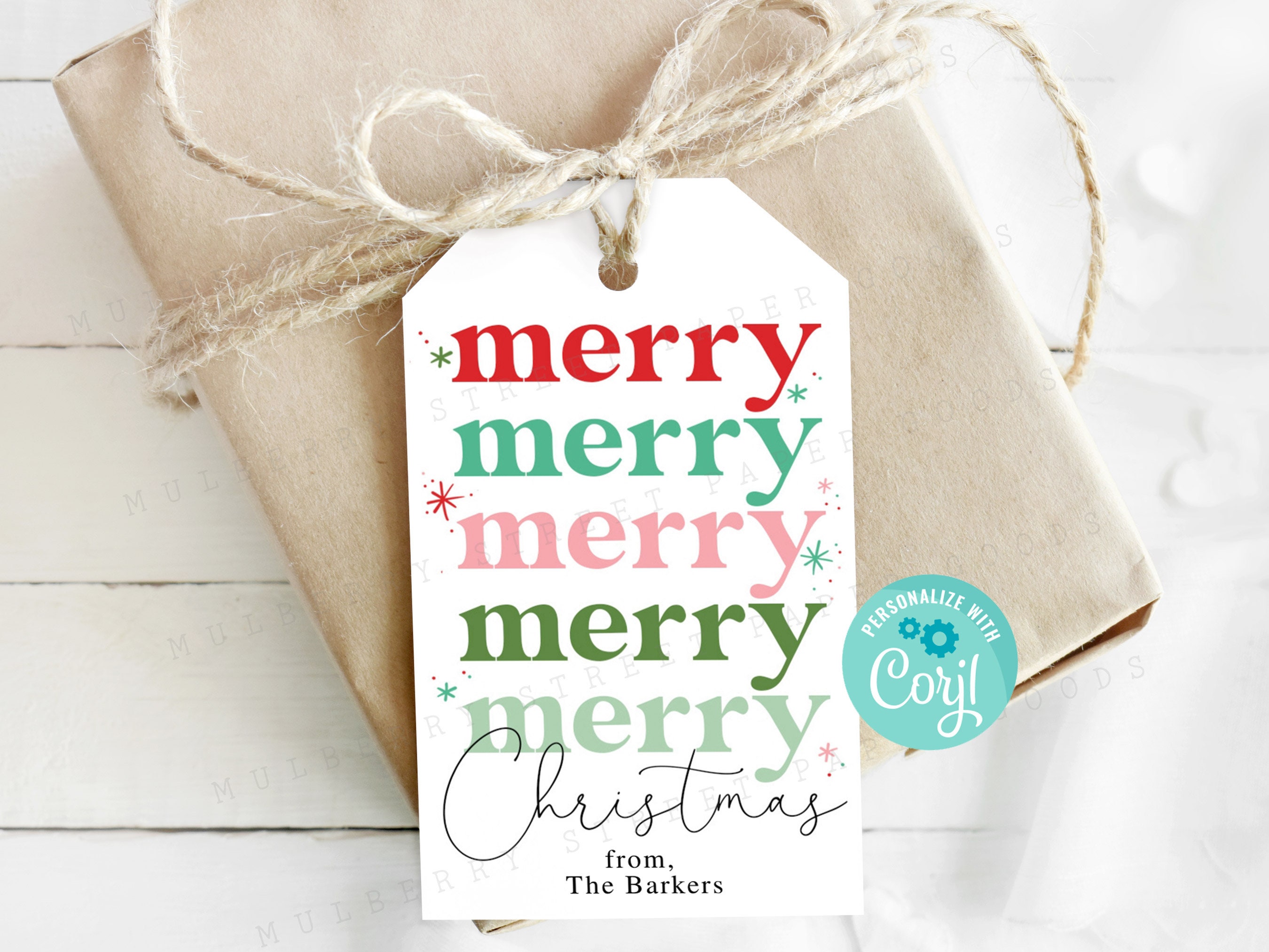 Printable Colorful Merry Christmas Gift Tag Christmas Party - Etsy