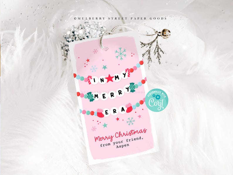 In My Merry Era Christmas Gift Tag Digital Download Pink Christmas ...