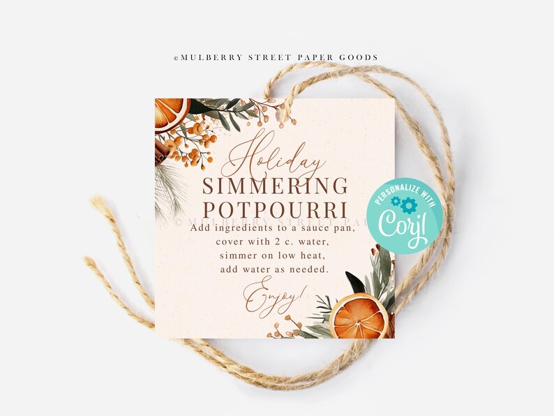 Simmer Pot Instructions Tag, Christmas Simmering Potpourri Gift ...