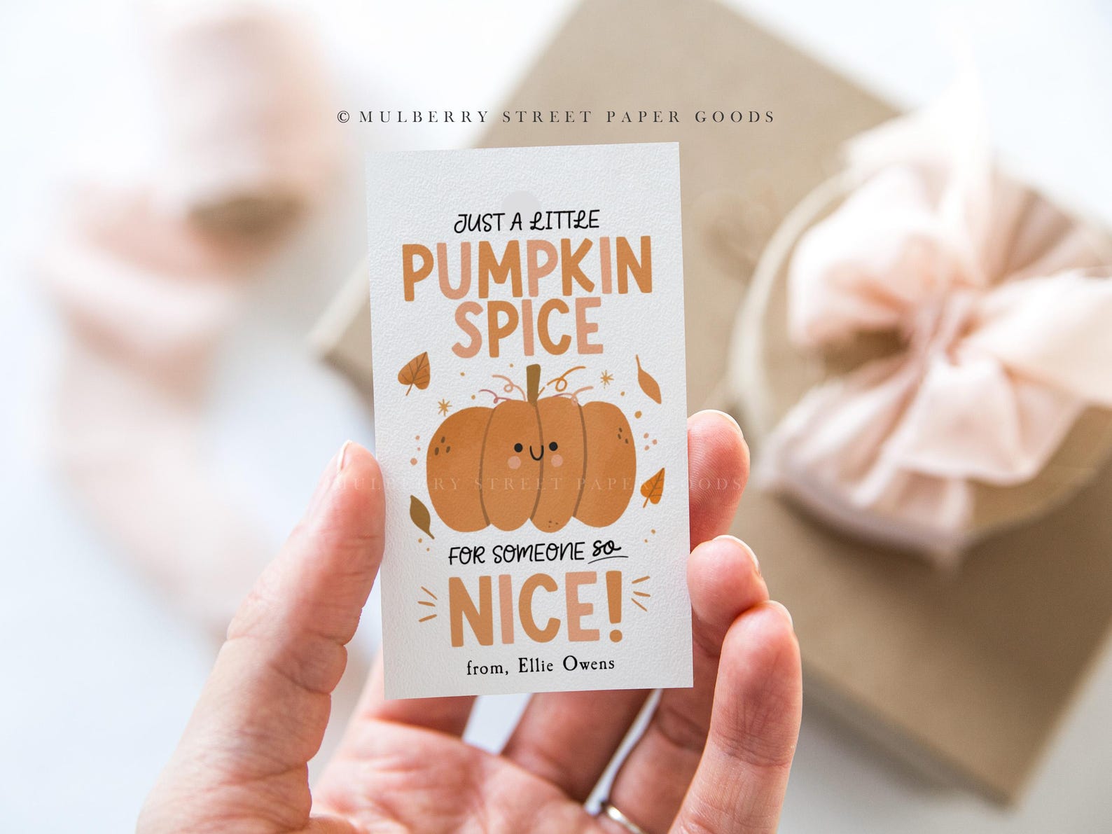 Pumpkin Spice Gift Tag Printable Fall Coffee Tag Digital Download ...