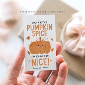 Pumpkin Spice Gift Tag Printable Fall Coffee Tag Digital Download ...