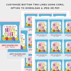 Printable You Are Berry Sweet Fruit Snacks Valentine's Day Card, Fruit ...