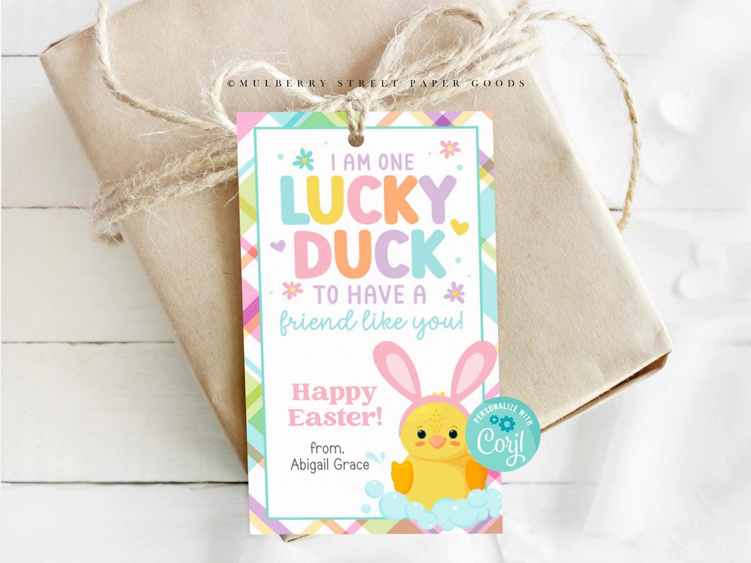 Rubber Duck Easter Gift Tag Printable Instant Download Kids Easter ...