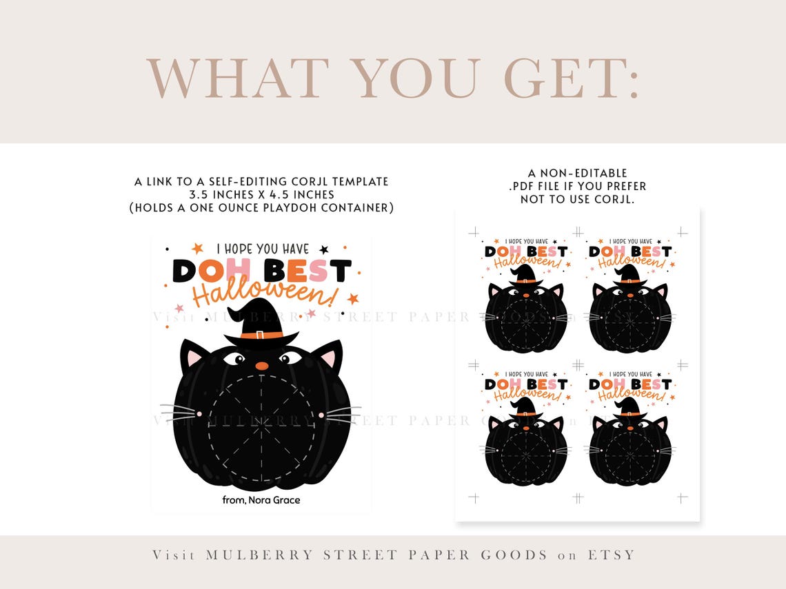 Halloween Play Dough Holder Printable Cute Cat Have Doh Best Halloween ...