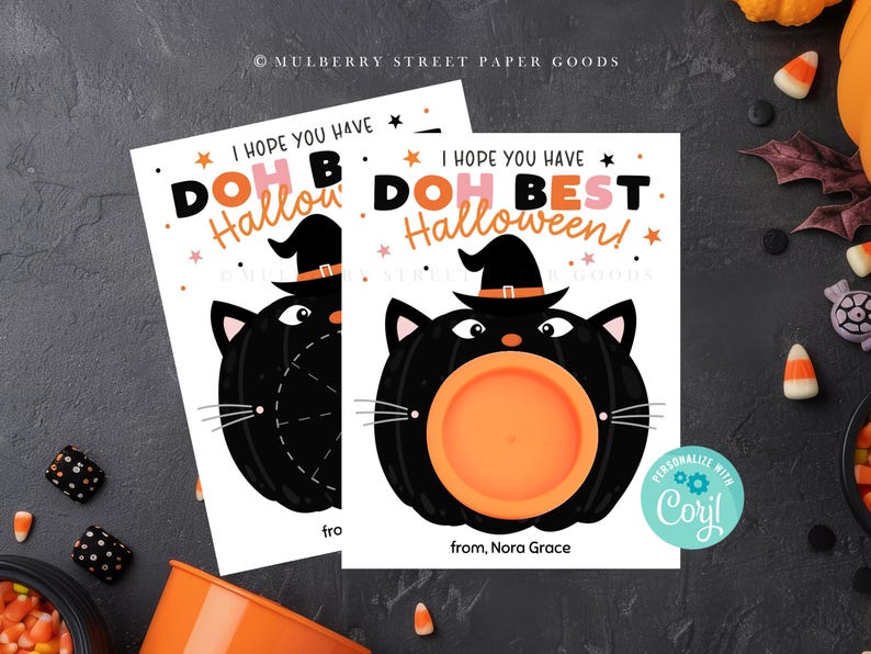 Halloween Play Dough Holder Printable Cute Cat Have Doh Best Halloween ...
