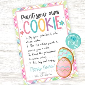 Paint Your Own Easter Cookie Instructions Printable Tag, Easter ...