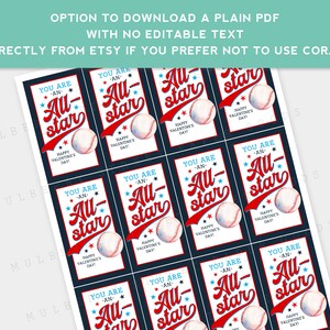 Printable You Are an All Star Baseball Valentine's Day Card, Kids ...