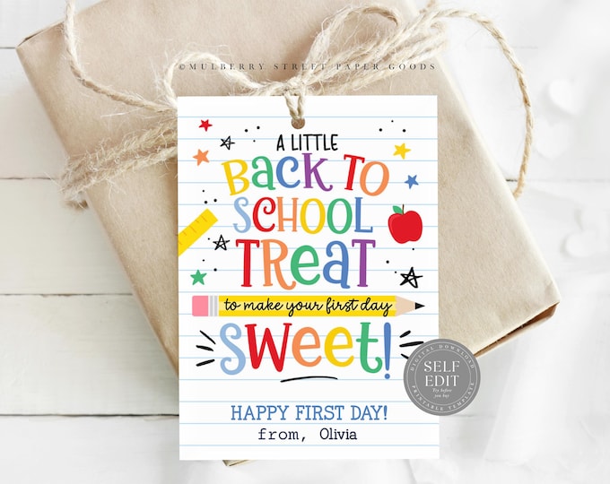 First Day of School Sweet Treat Tag, Teacher Cookie Tag, Welcome Back ...